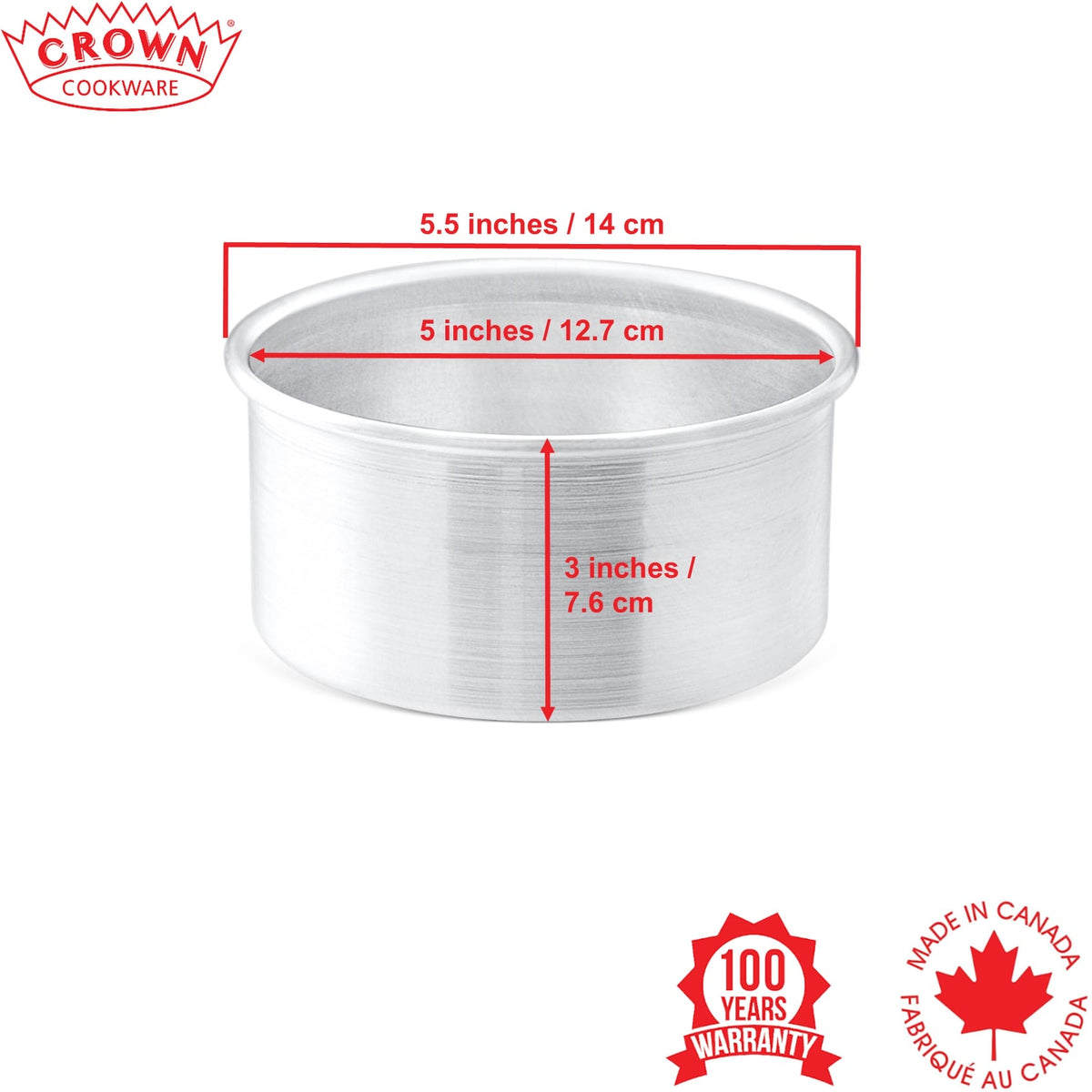 Crown Cake Pans, 3 inch Deep, All Sizes, Made in Canada