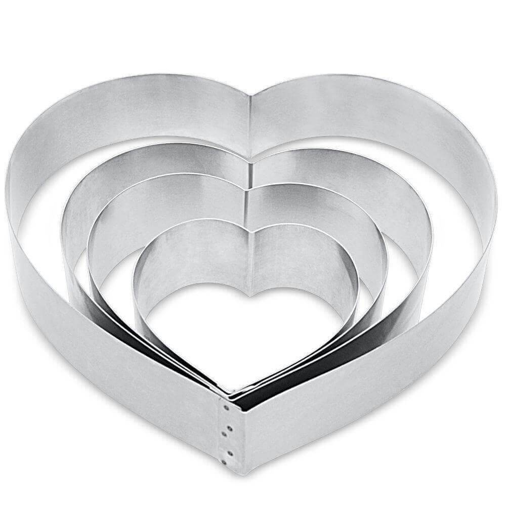 Crown Heart-shaped Cake Rings, All Sizes, Stainless Steel, Sturdy