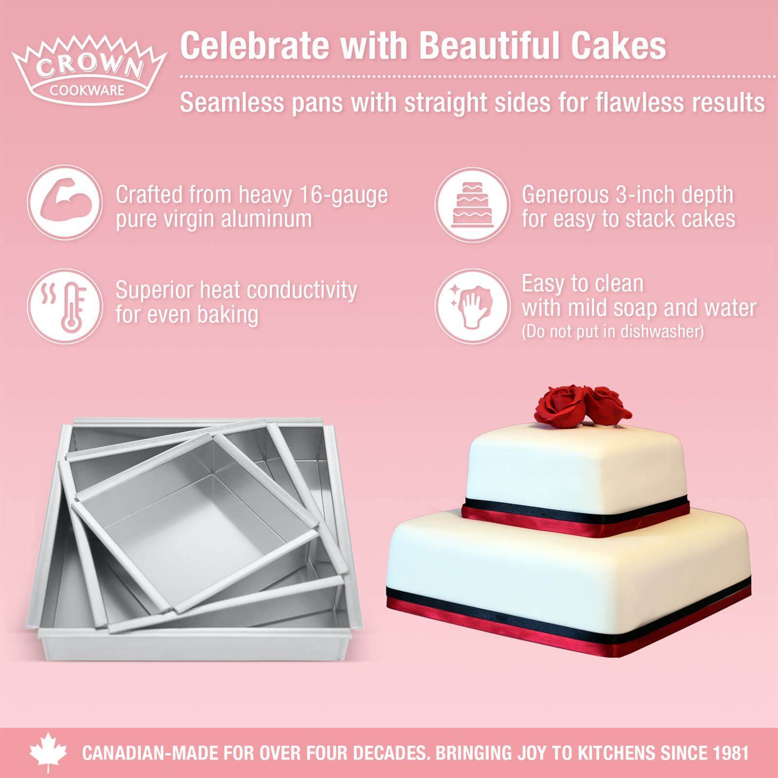 Square Cake Pans, Made in Canada, ALL Sizes, Sturdy
